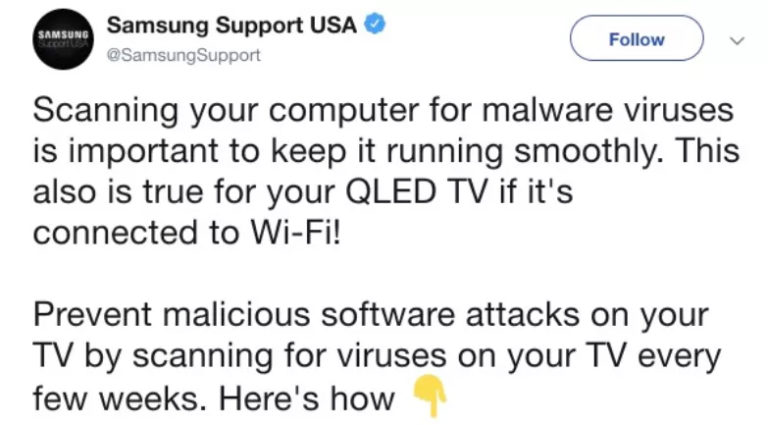 Samsung Advises QLED Smart TV Owners to Scan for Viruses "Every Few Weeks"
