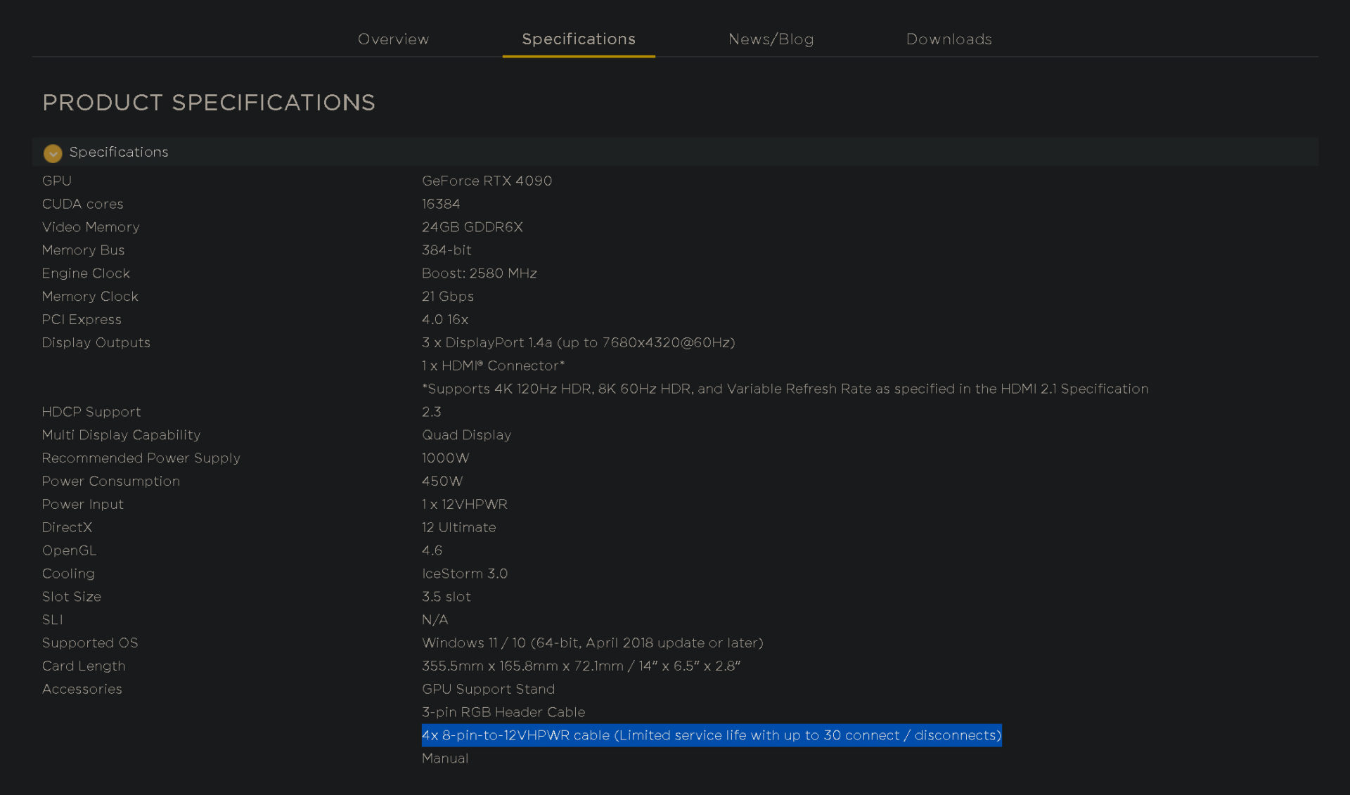 ZOTAC's GeForce RTX 4090 4x 8-Pin-to-12VHPWR Cables Have a Limited ...