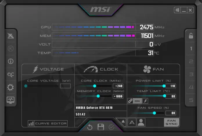 Overclocking NVIDIA GeForce RTX 4070 Founders Edition