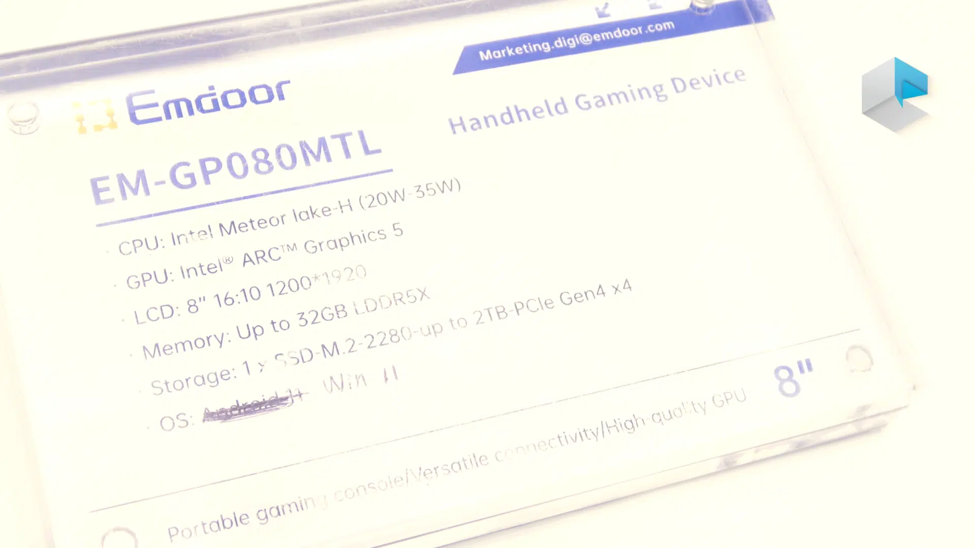 Emdoor Shows Off First Gaming Handheld with Intel Meteor Lake-H CPU and Intel Arc 5 Graphics