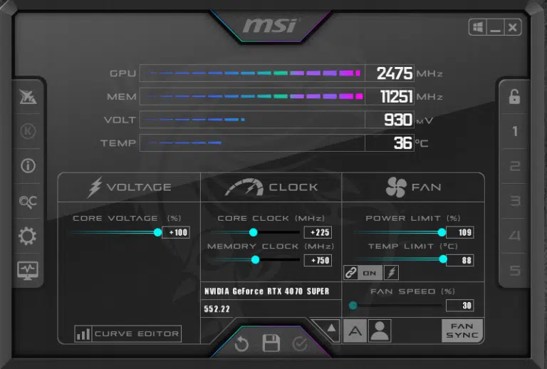 Overclocking NVIDIA GeForce RTX 4070 SUPER Founders Edition