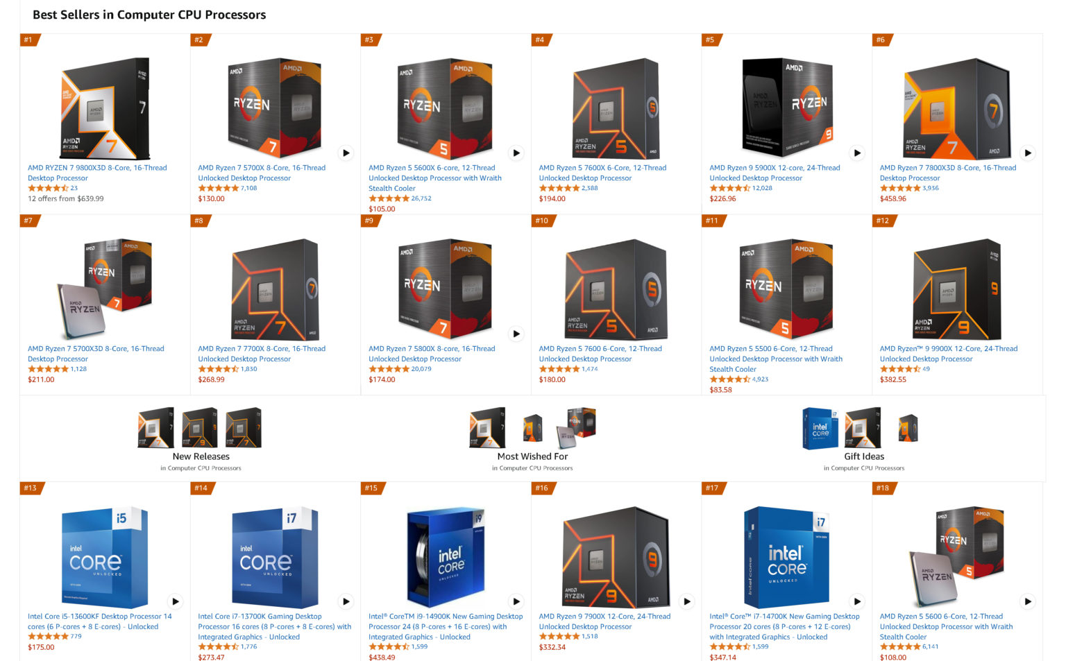 AMD Ryzen Dominates Amazon's List of Best-Selling CPUs, with Ryzen 7 ...