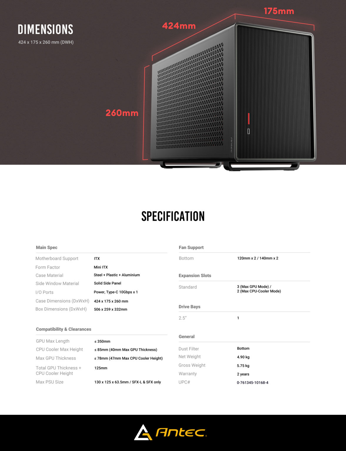 Antec Unveils Performance 1 M Aluminium ITX Gaming Case in Black and ...