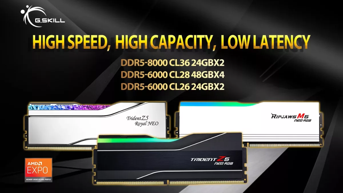 G.SKILL Announces DDR5-8000 CL36 24GBx2, DDR5-6000 CL28 192GB (48GBx4 ...